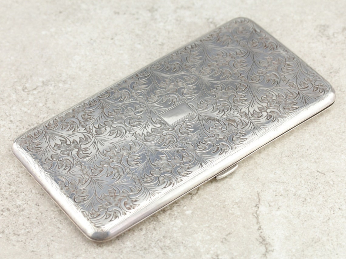 Antique Sterling Silver Case, Ornate Floral Monogram - Etsy