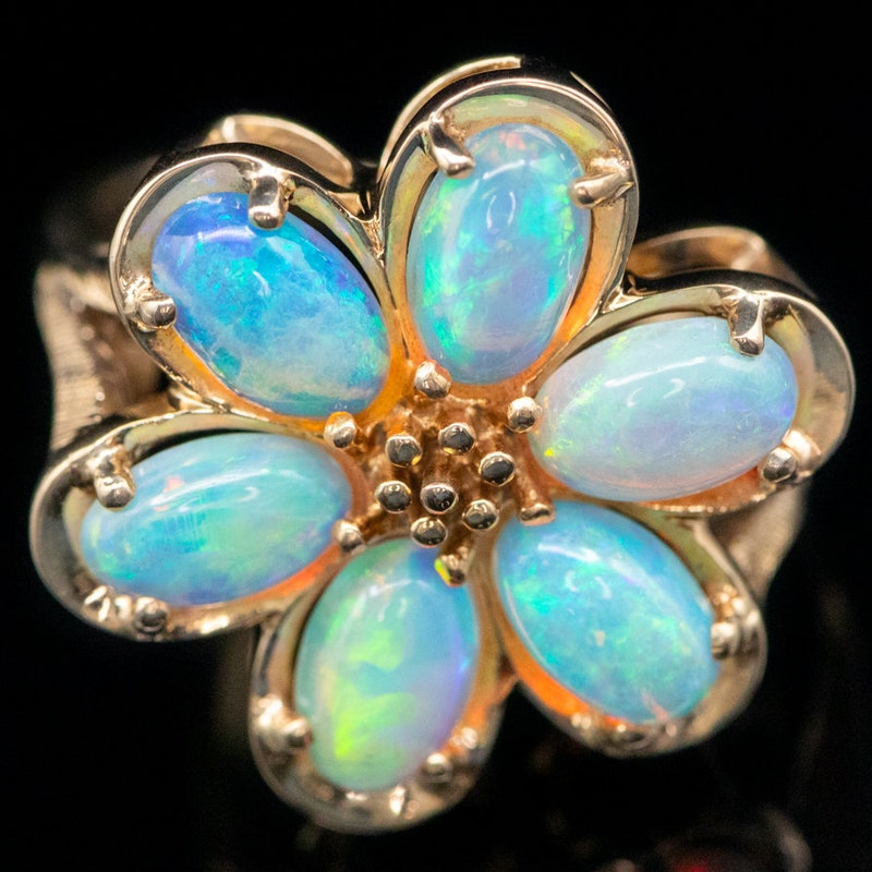 Opal Flower Ring - Etsy
