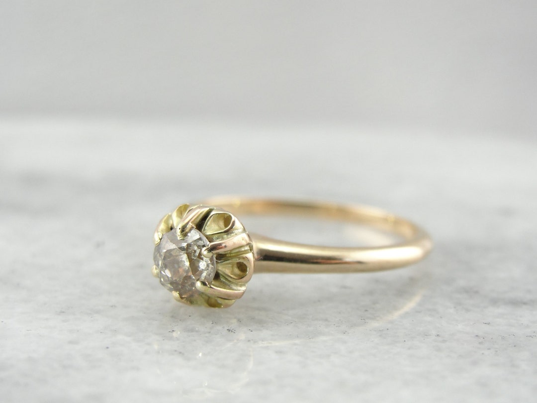 Antique Old Mine Cut Diamond Solitaire Engagement Ring - Etsy