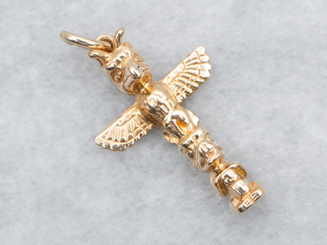 Vintage Gold ‘seattle’ Totem Poll Charm, Native American Charm, Gold ...