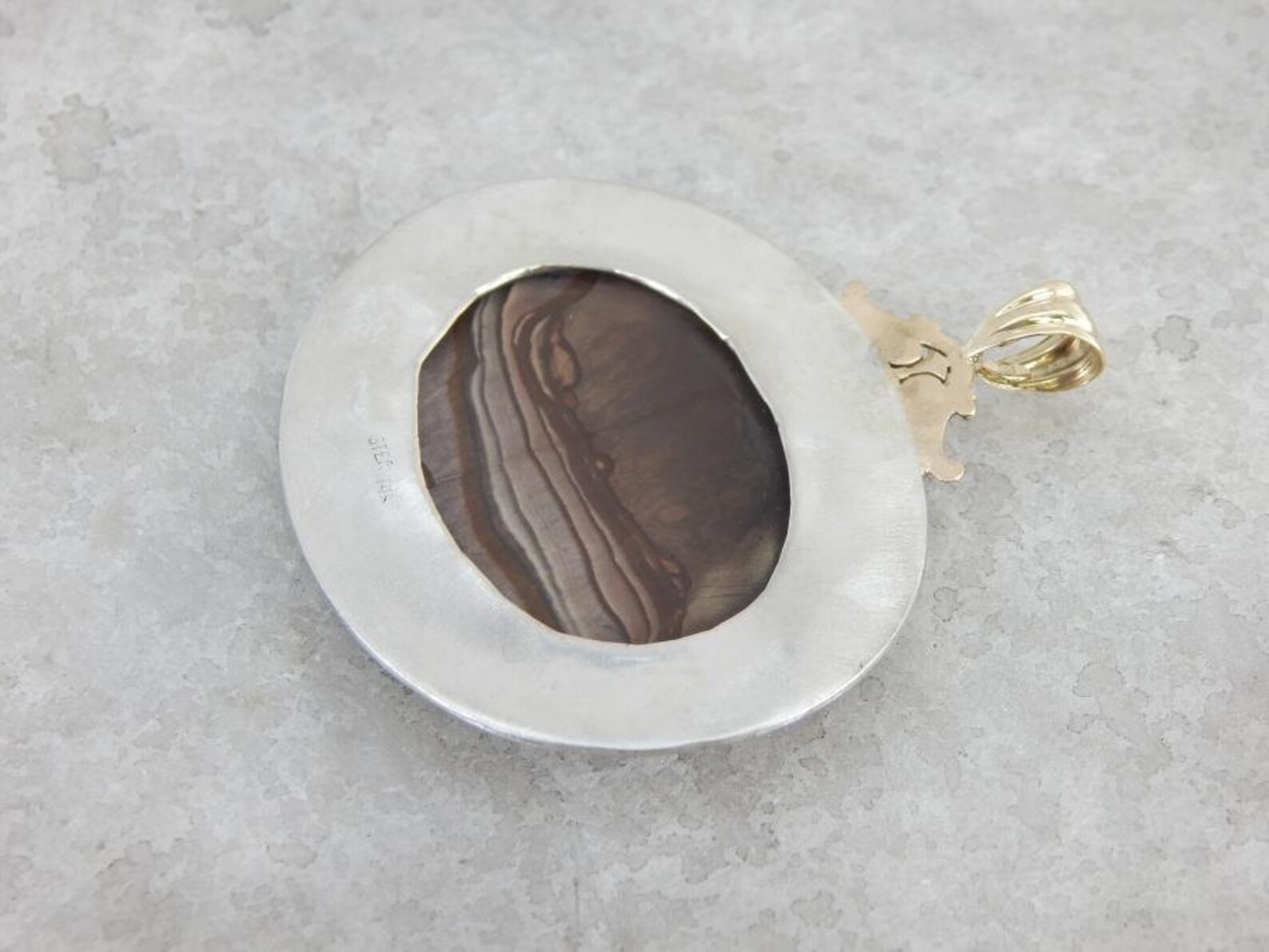 Rare Jasper and Handcrafted Sterling and Gold Pendant Biggs | Etsy