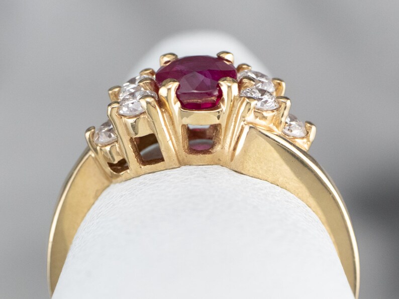 Ruby and Diamond Engagement Ring Yellow Gold Ruby Ring - Etsy