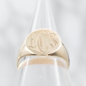 Gold "esc" Engraved Signet Ring, Engraved Signet Ring, Signet Ring ...