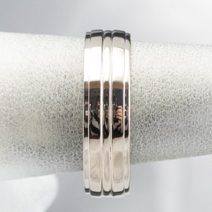 White Gold Lined Band, 14K White Gold, Unisex Wedding Band, Stacking ...