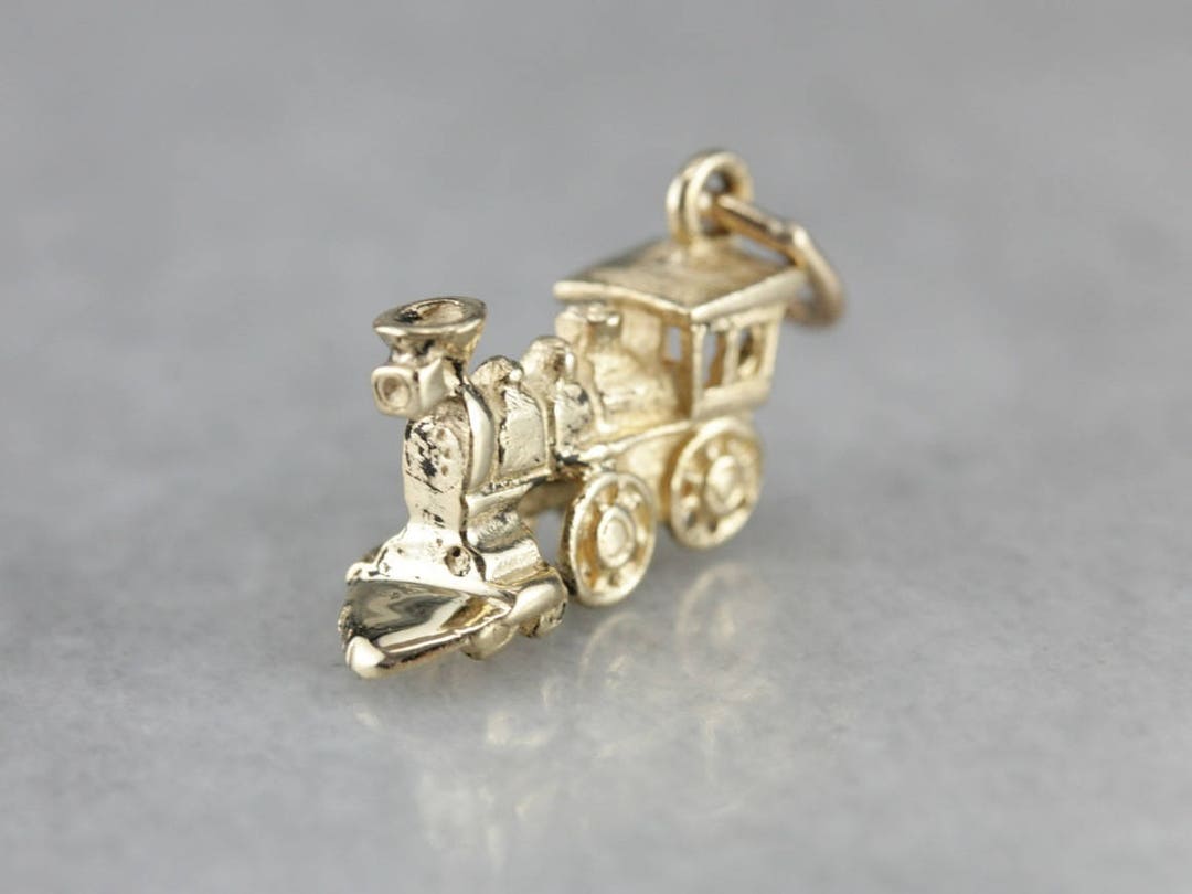 Vintage Train Charm, Yellow Gold Chain, Charm Necklace UU4MYXMJ - Etsy