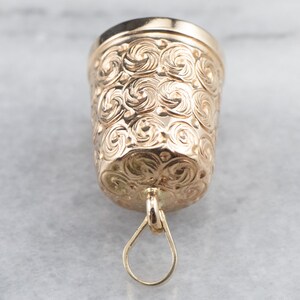Ornate Vintage Gold Thimble Charm, 14K Gold Thimble, Thimble Pendant ...
