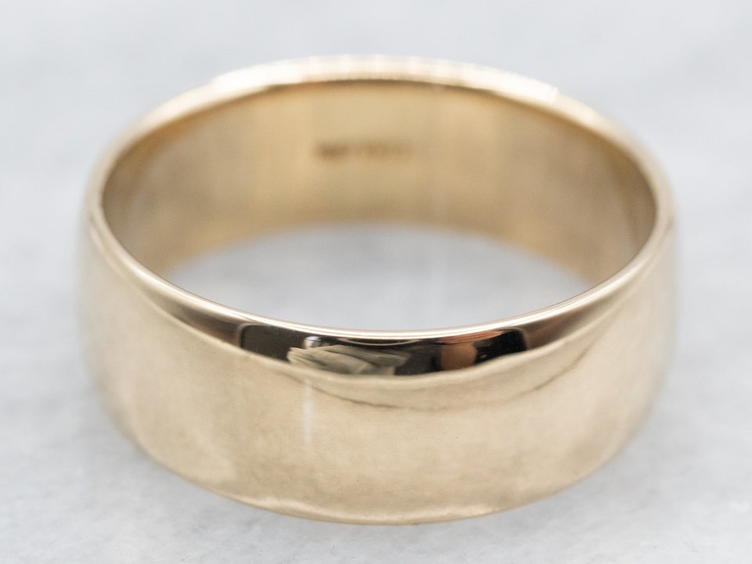 Wide Gold Wedding Band, 14K Gold Band, Stacking Ring, Statement Band ...