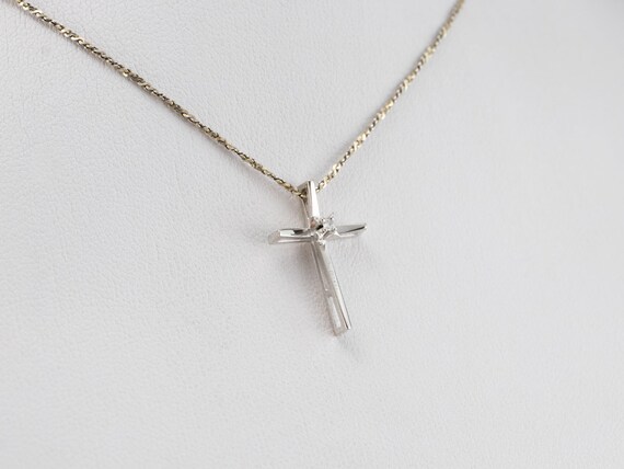 Modern Diamond Cross, White Gold Diamond Cross, Simpl… - Gem