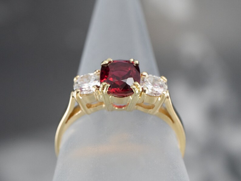 Ruby Diamond Engagement Ring Ruby Yellow Gold Ring Ruby - Etsy