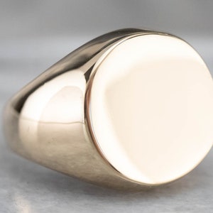 Bold Yellow Gold Signet Ring, Plain Gold Signet Ring, Large Gold Ring ...