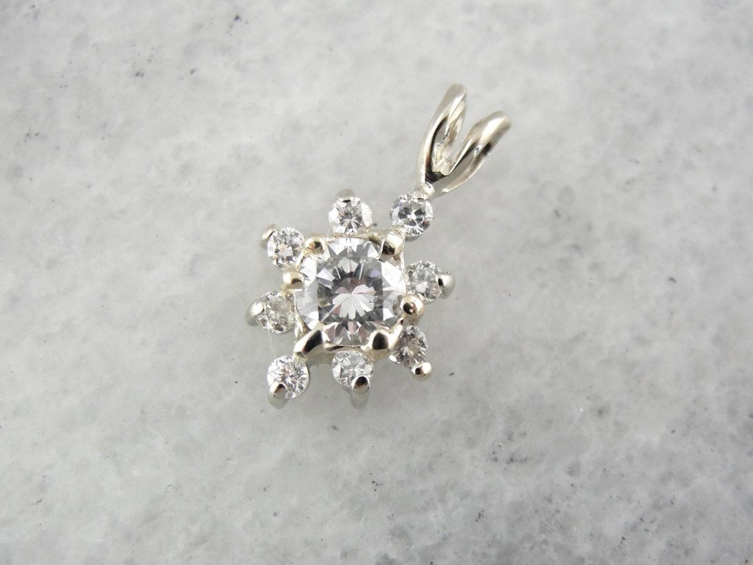 Diamond Snowflake, Sparkling Diamond Pendant in White Gold - Etsy