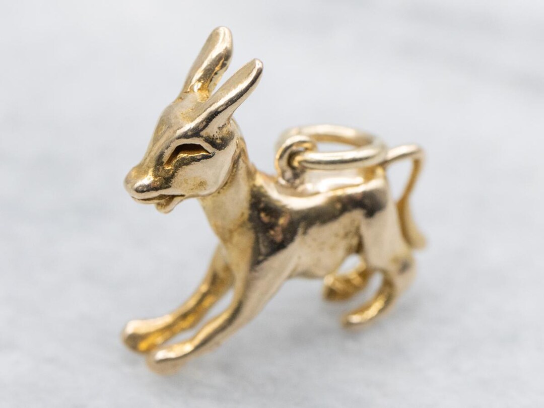 14K Yellow Gold Donkey Charm Pendant, Animal Jewelry - Etsy
