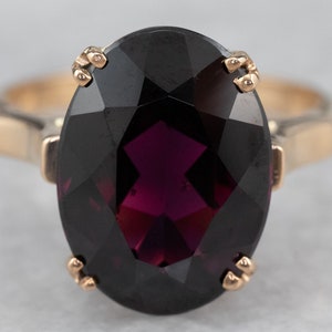 Grape Garnet Gold Ring, Oval Cut Garnet, Right Hand Ring, January ...