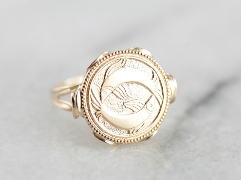Vintage Pisces Statement Ring Mid Century Gold Cocktail Ring - Etsy