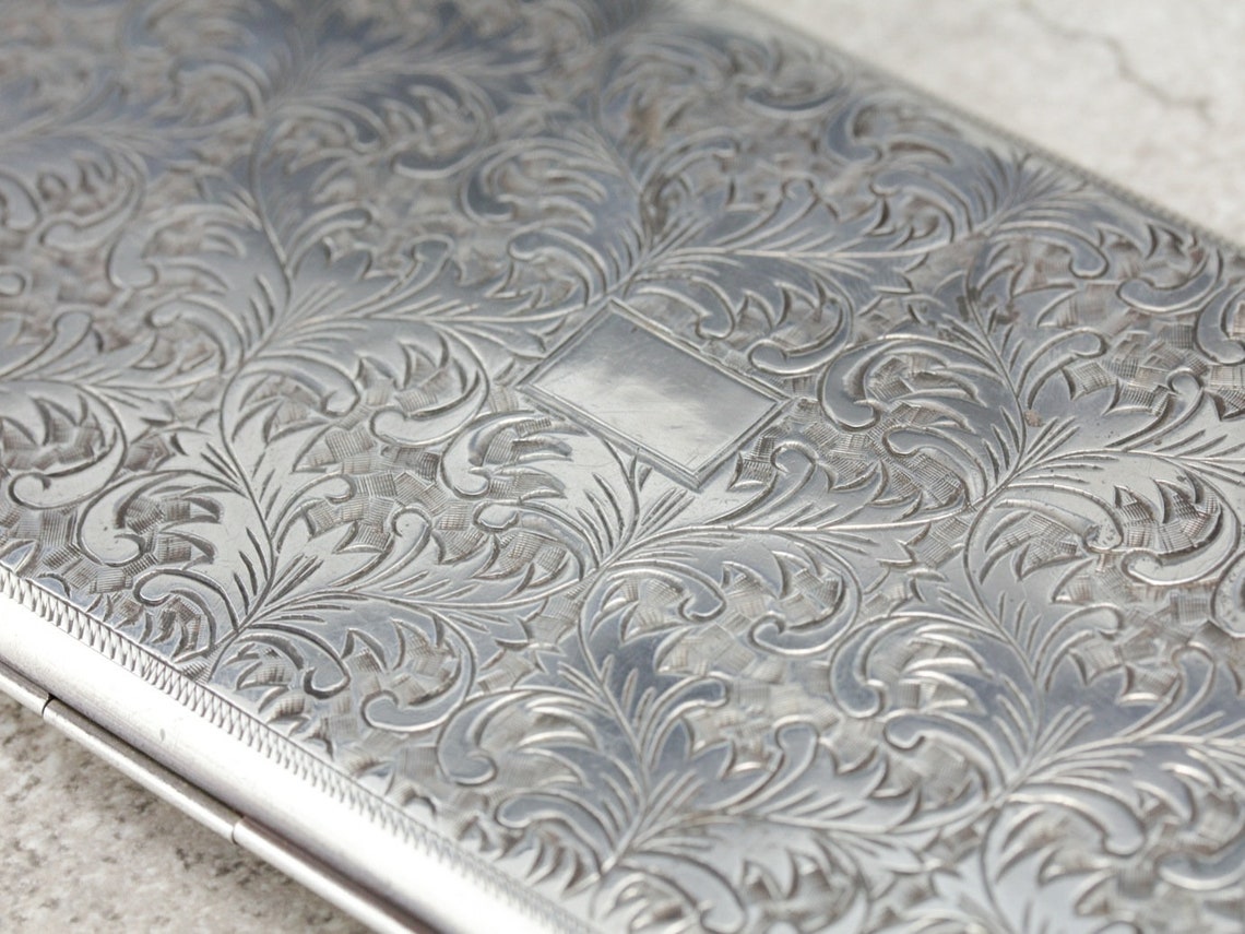 Antique Sterling Silver Case, Ornate Floral Monogram - Etsy