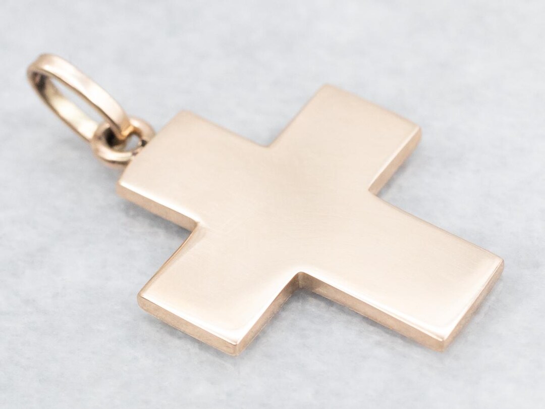Flat Polished Gold Cross, Large Gold Cross, Unisex Cross, Flat Cross ...