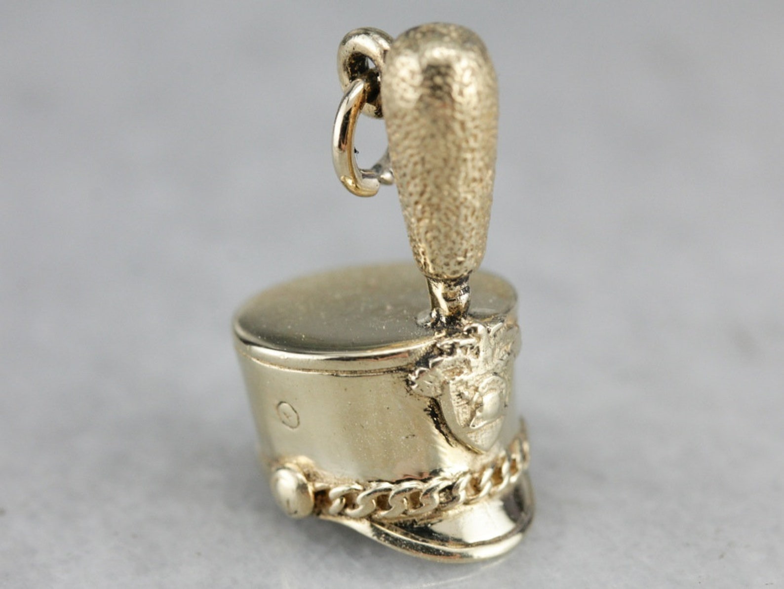 Vintage Shako Charm, Yellow Gold Marching Band Hat Pendant, Layering ...