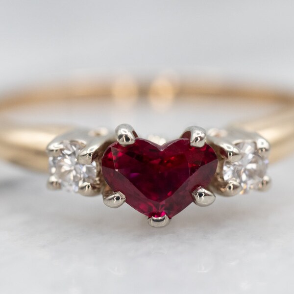 Heart Shaped Ruby Ring With Diamonds - Etsy