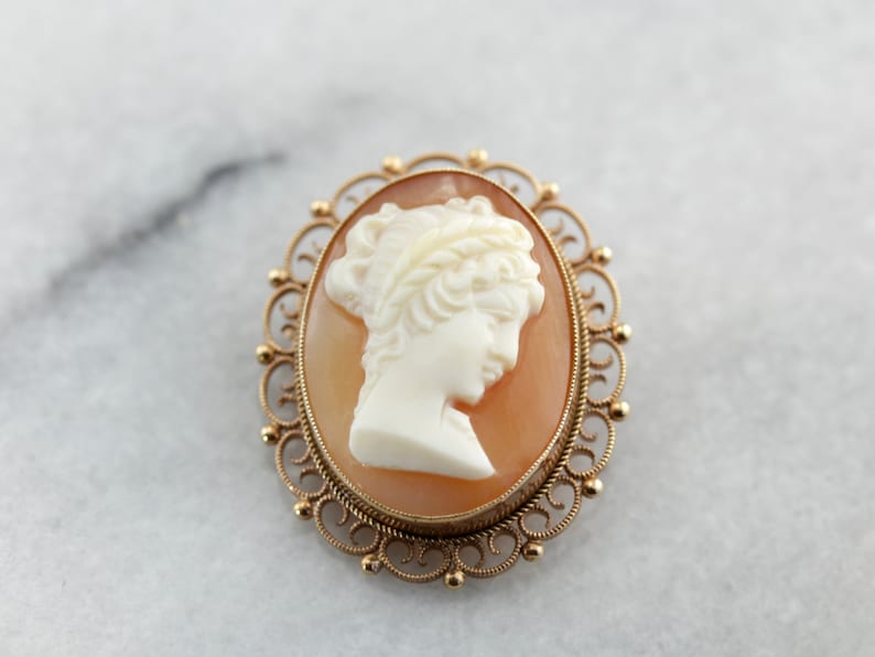 Fine Cameo, Simple Filigree Pin or Pendant - Etsy