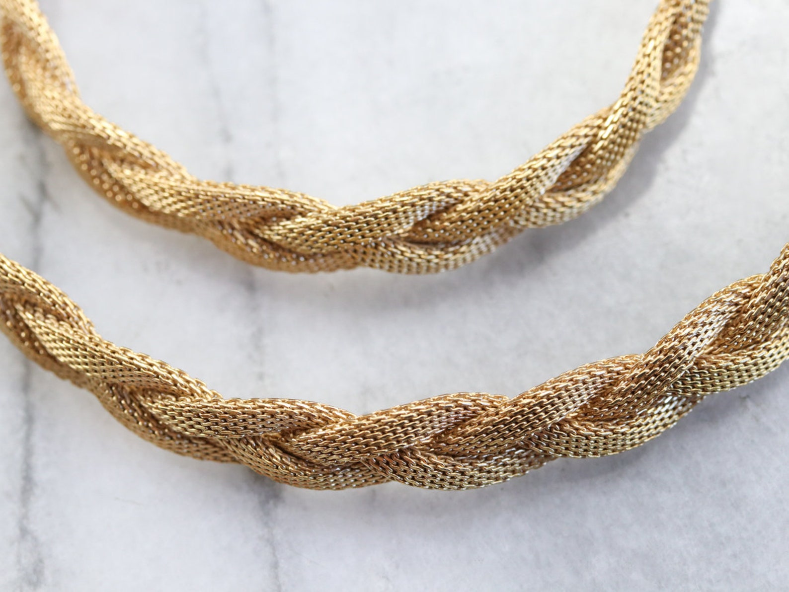 Woven High Karat Gold Necklace Braided Gold Necklace Gold - Etsy