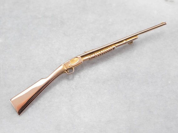 Vintage Gold Rifle Pin, Gun Pin, Artillery Brooch, Ar… - Gem