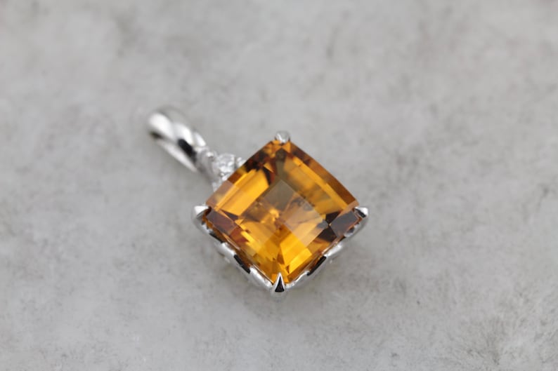 Fancy Cut Citrine and Diamond Drop Pendant 3LFQE9 - Etsy