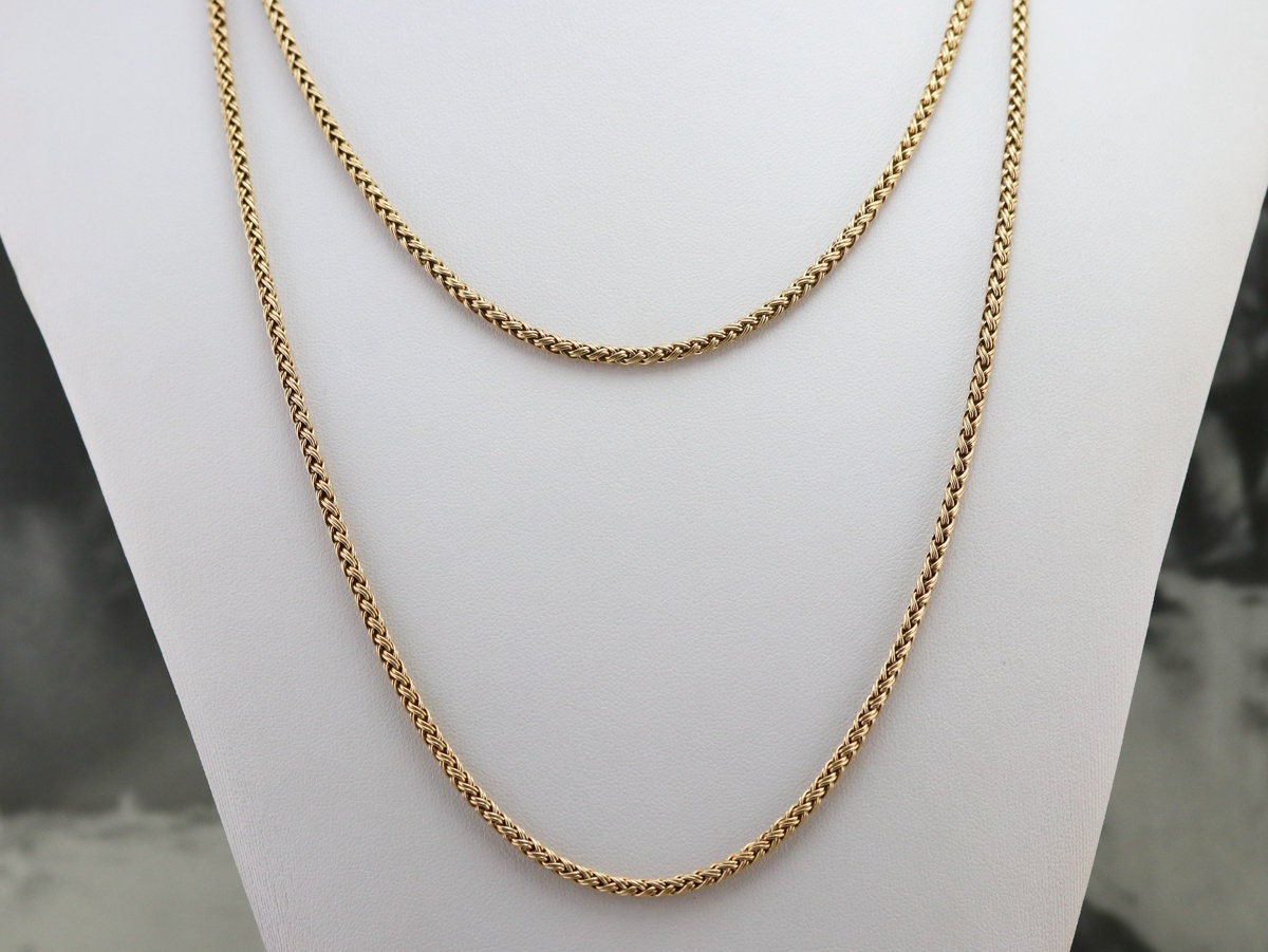 Finely Woven Gold Chain Braided Gold Chain Long Yellow Gold | Etsy