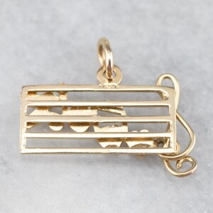 Gold Do Ray Me Musical Scale Charm, Yellow Gold Enamel Pendant, Musical ...