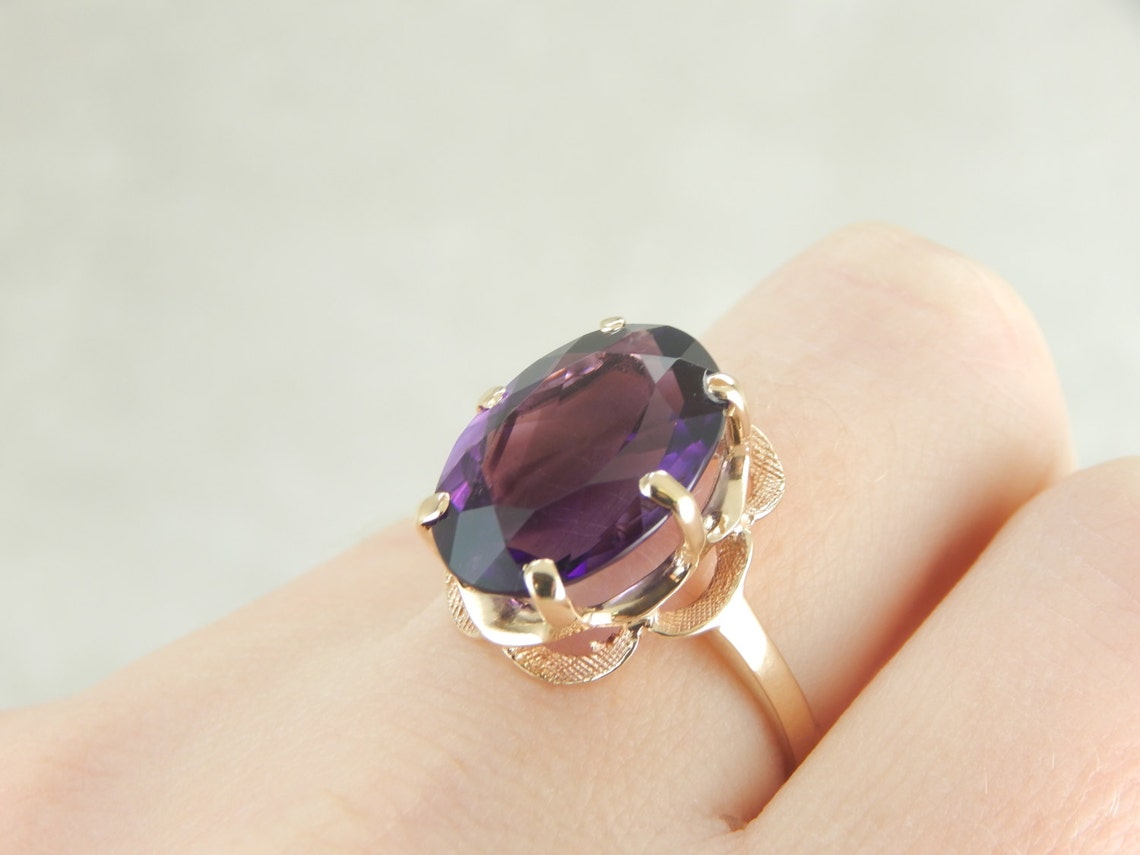 Bold Deep Purple Framed Amethyst Cocktail Ring DM49E2-R - Etsy