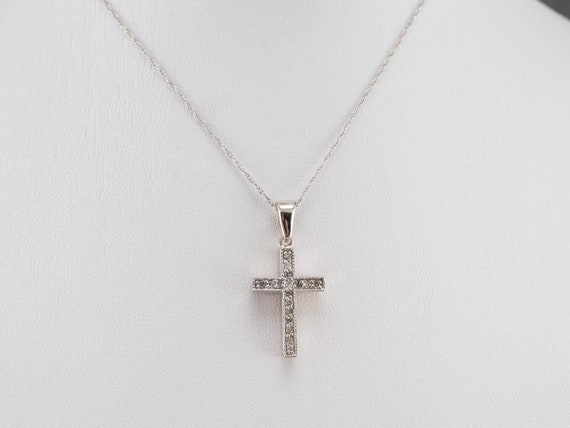 Modern Diamond Cross Pendant, White Gold Diamond Cros… - Gem