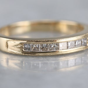 Square Cut Diamond Band, Diamond Wedding Band, Yellow Gold Band ...