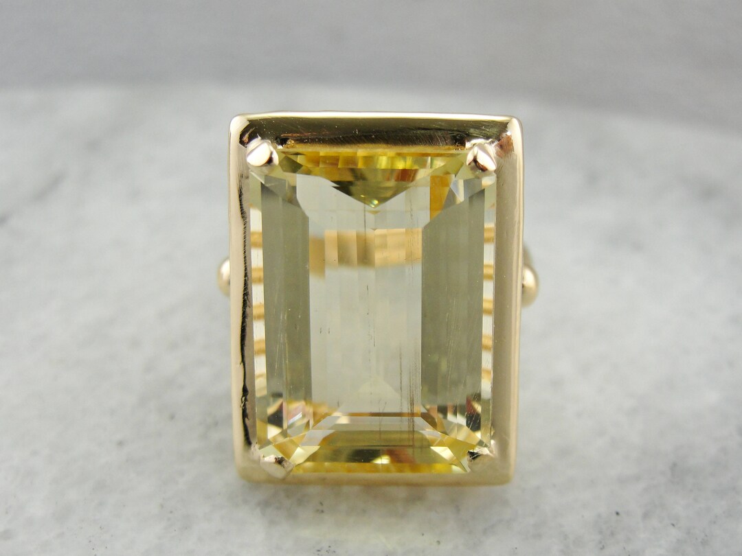 Large Scapolite Cocktail Ring, Vintage Scapolite Statement Ring, Bold ...