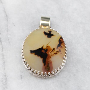 Dendritic Agate Pendant, Shazar Stone Pendant, Mixed Metal Pendant ...