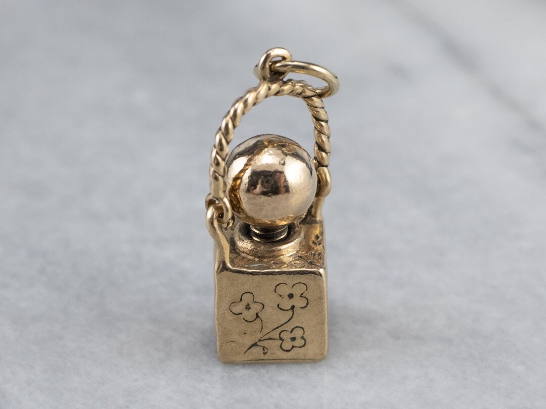 Vintage Gold Perfume Charm, Perfume Bottle Charm, Perfume Pendant ...