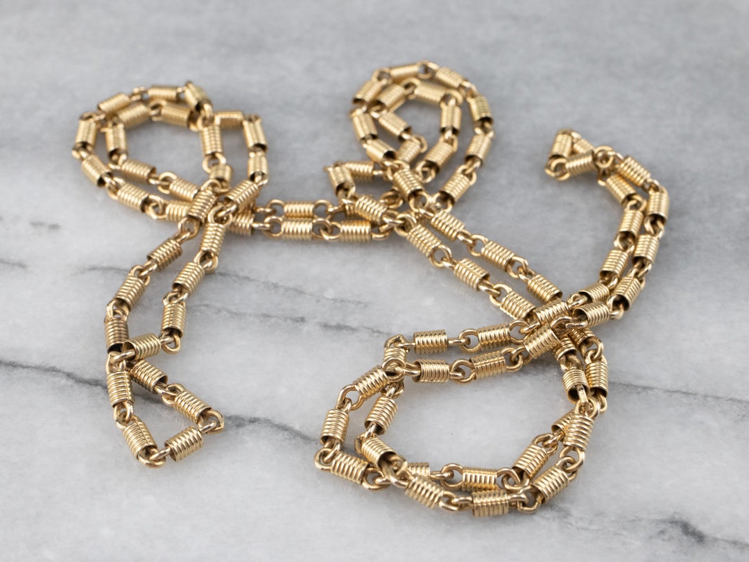 Vintage 14 Karat Gold Chain, Gold Tube Chain, Tube Link Chain, Pendant ...