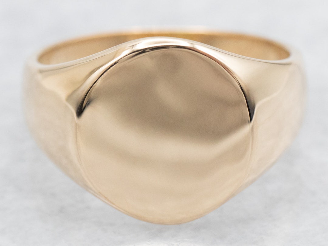 Vintage Engravable Signet Ring, Yellow Gold Ring, Signet Ring, Plain ...