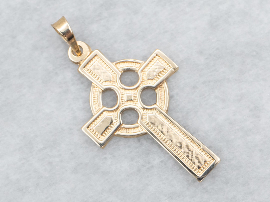 Yellow 14K Gold Celtic Cross Pendant, Celtic Cross, Cross Pendant ...