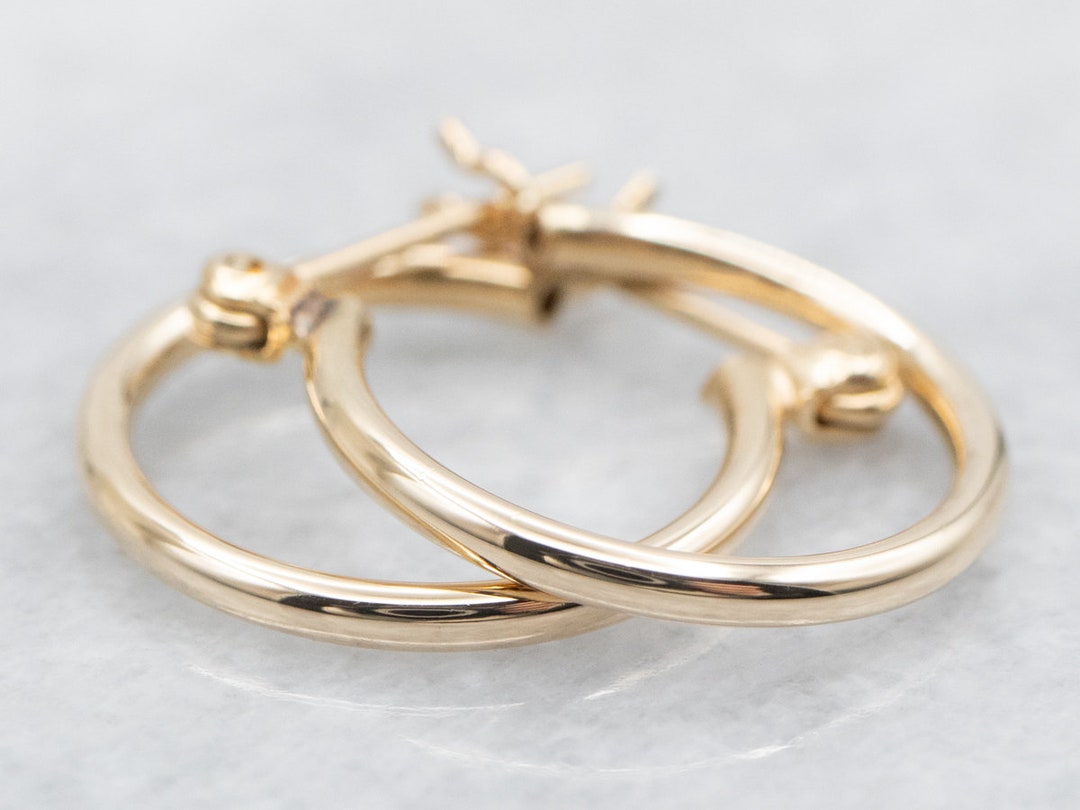 Gold Tube Hoop Earrings, Plain Gold Earrings, 14K Gold Hoops, Jewelry ...