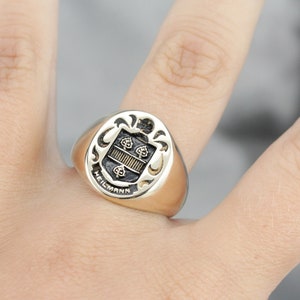 Vintage Coat of Arms Signet Ring, Yellow Gold Signet Ring, Family Crest ...