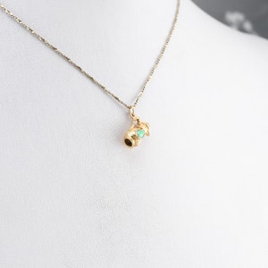 Ornate Teal Glass and Gold Pitcher Charm, 14K Yellow Gold Charm ...