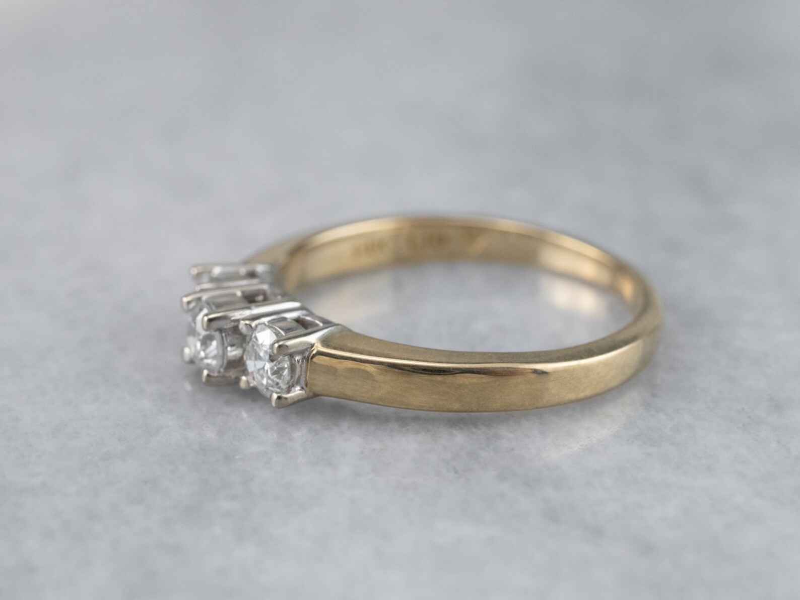 Vintage Three Stone Diamond Ring Vintage Engagement Ring Two | Etsy