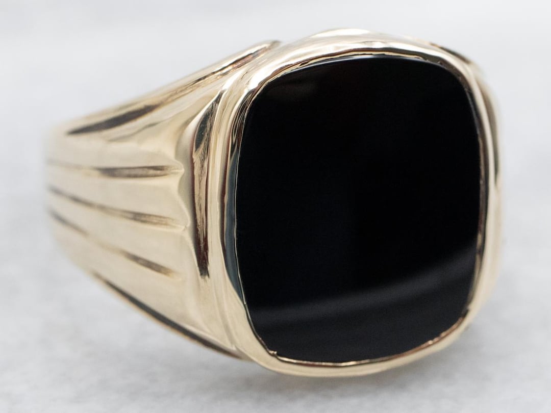 Vintage Men's Black Onyx Statement Ring, Men's Onyx Ring, Black Onyx ...