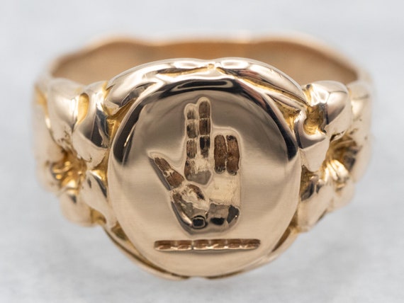 Antique Schwurhand Oath Hand Signet Ring, Yellow Gold… - Gem