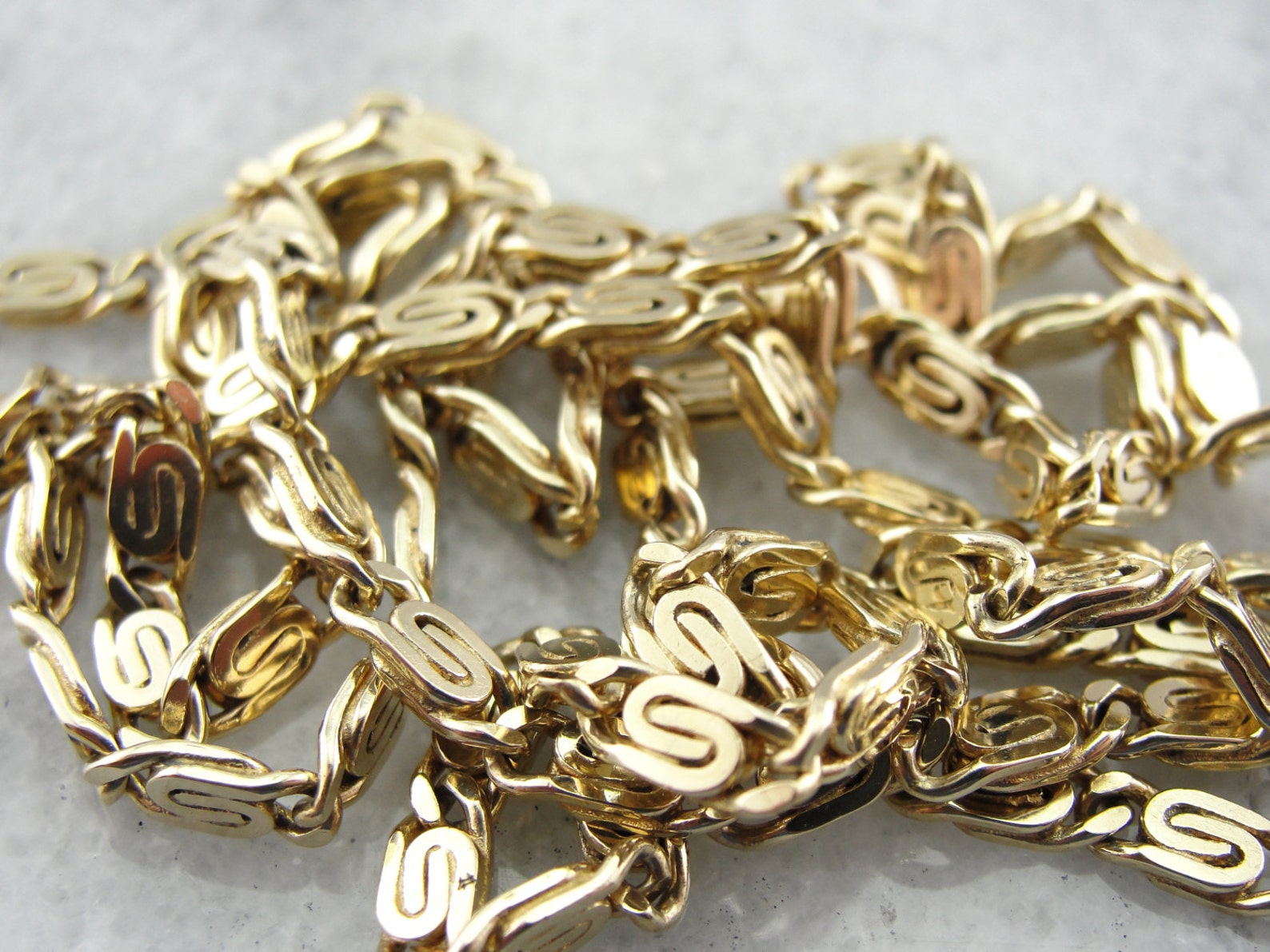 Simple Yellow Gold Snail Chain With Spiral Links YUMU3K-R - Etsy