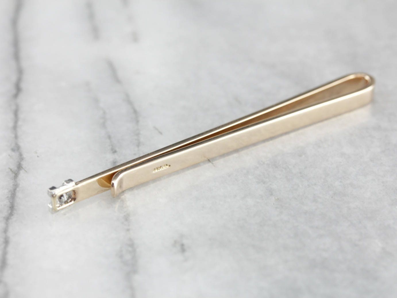 Vintage Gold and Diamond Tie Clip, Suit Accessories, Diamond ...