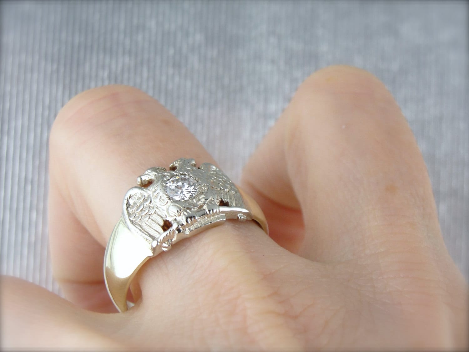 Diamond, Masonic Double Headed Eagle Ring, Scottish Rite VH2D0V-N - Etsy