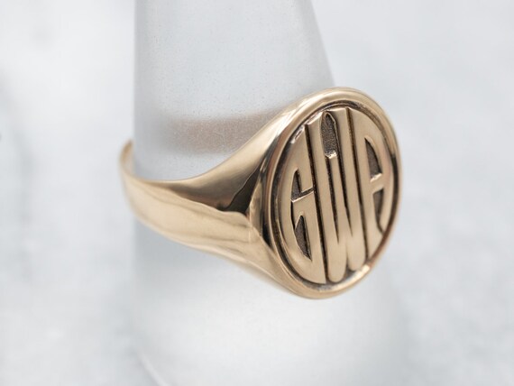 Bold Vintage Gold "GWA" Signet Ring, Monogram Ring, L… - Gem