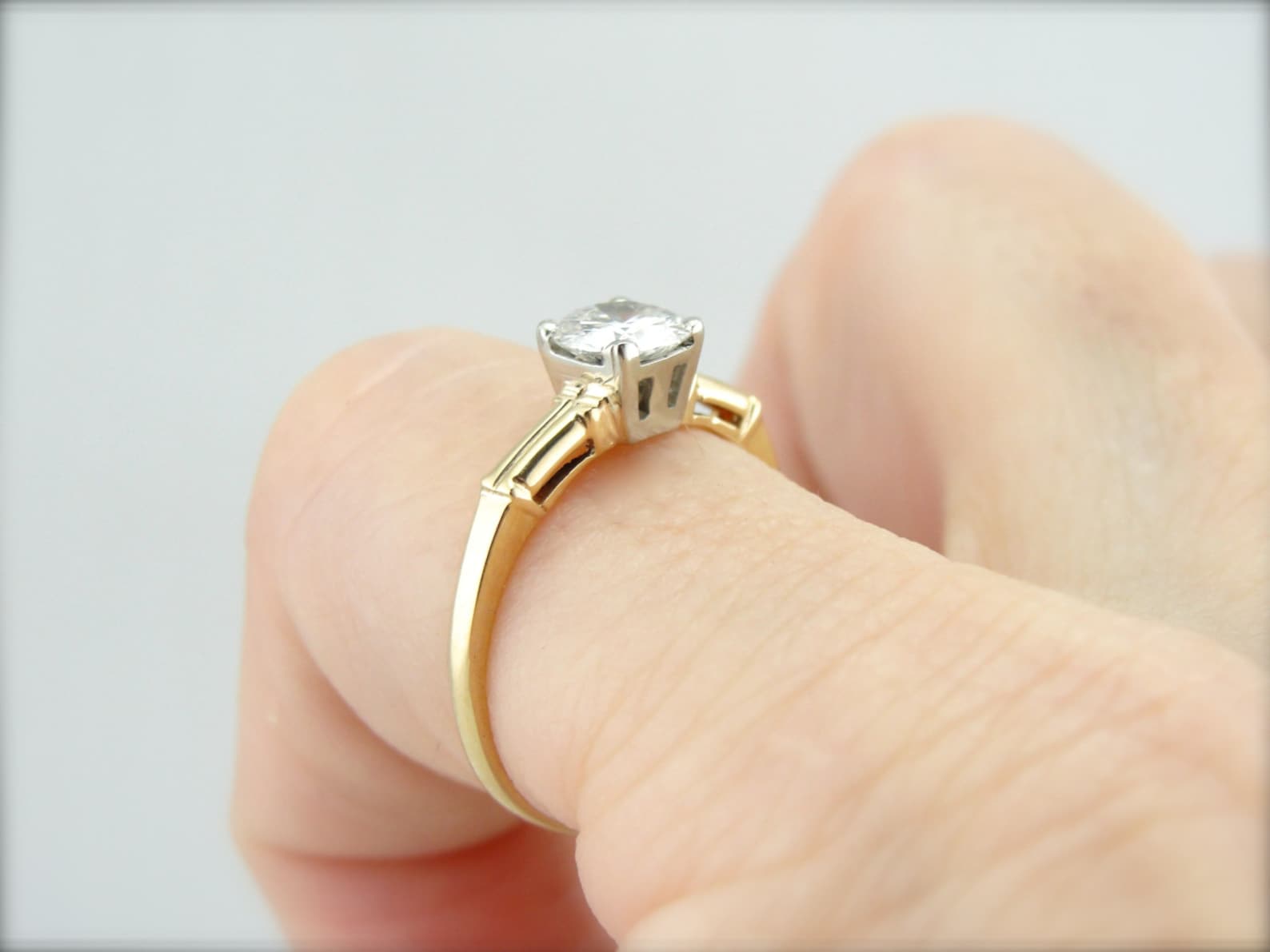 Simple Engagement Ring From the Retro Era With Stunning | Etsy