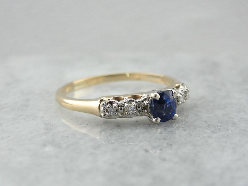 Bright Blue Sapphire Engagement Ring in Yellow and White Gold 7WDETK-R ...