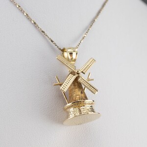 Moving Windmill Pendant, 14K Gold Windmill, Dutch Pendant, Dutch Gift ...